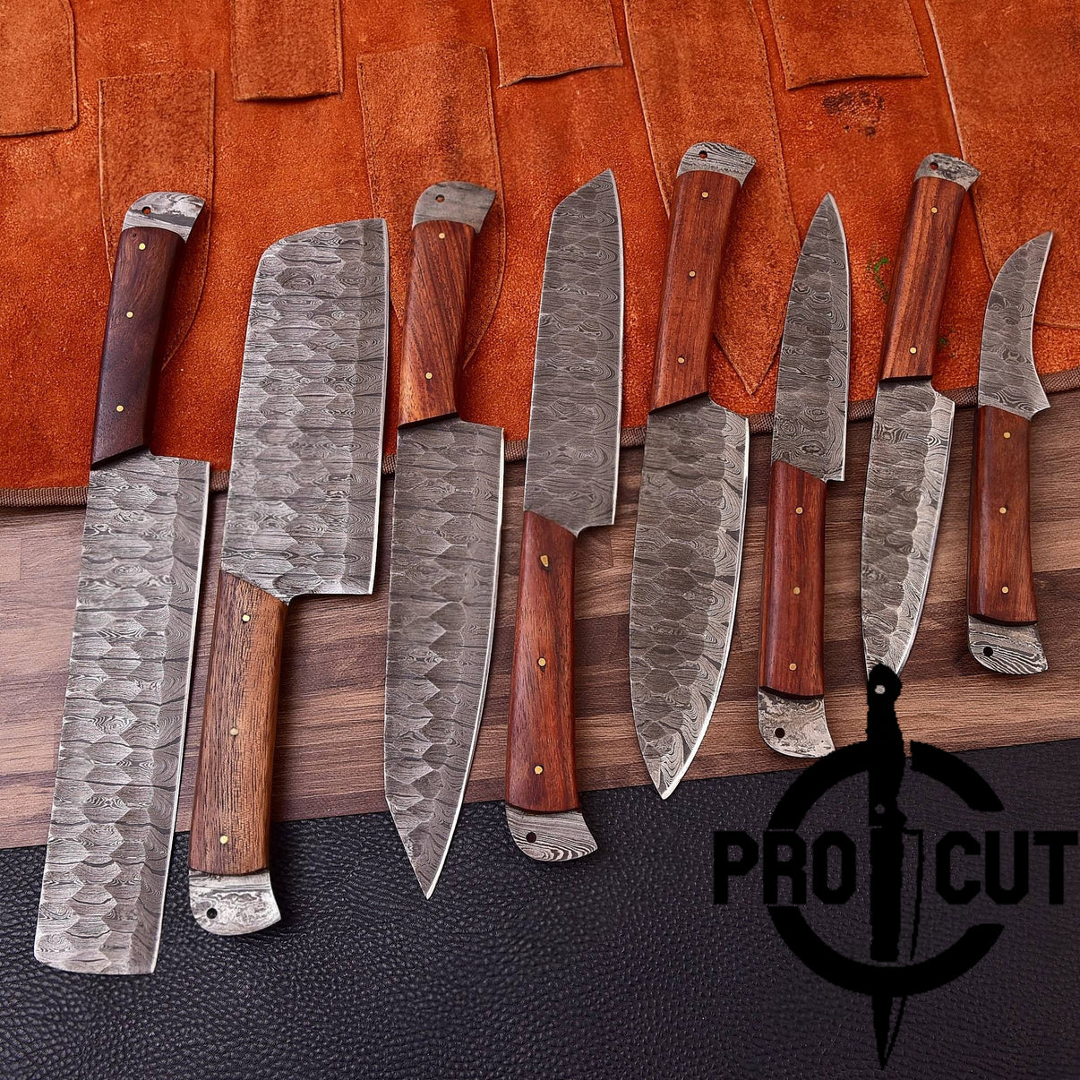 Pro Cut Damascus Empror - Premium Handmade Damascus Steel 8 Pcs Chef S – Pro Cut Blades